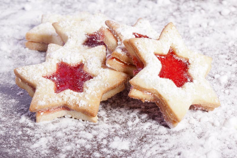 Red jam star cookies stock image. Image of homemade, christmas - 26150393