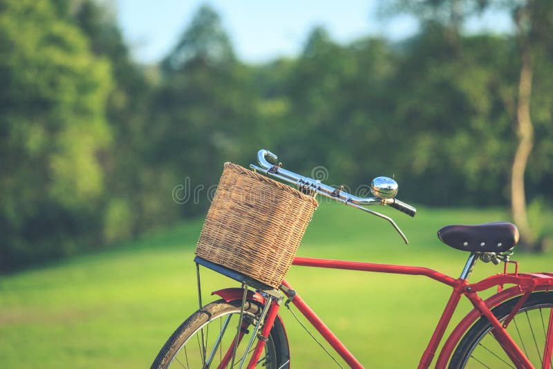 Red Japan Style Classic Bicycle at the Park Stock Photo - Image of ...