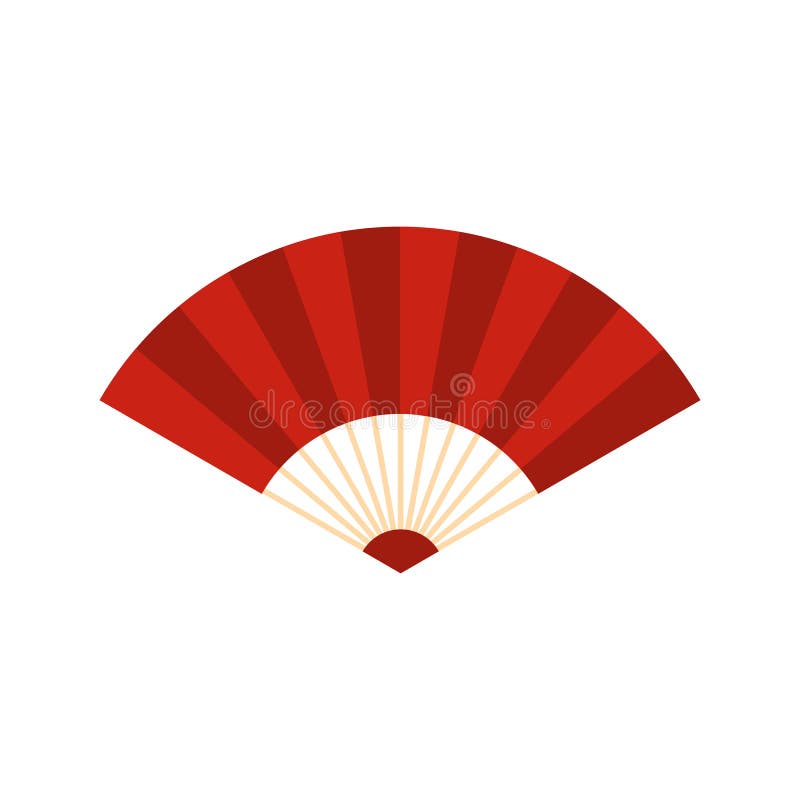Red Japanese Fan Icon, Flat Style Stock Vector - Illustration of asian ...