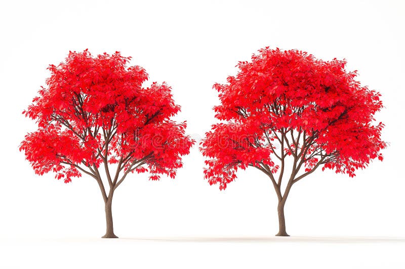Red Japanese Maple Trees Isolated on White Background Stock Photo ...