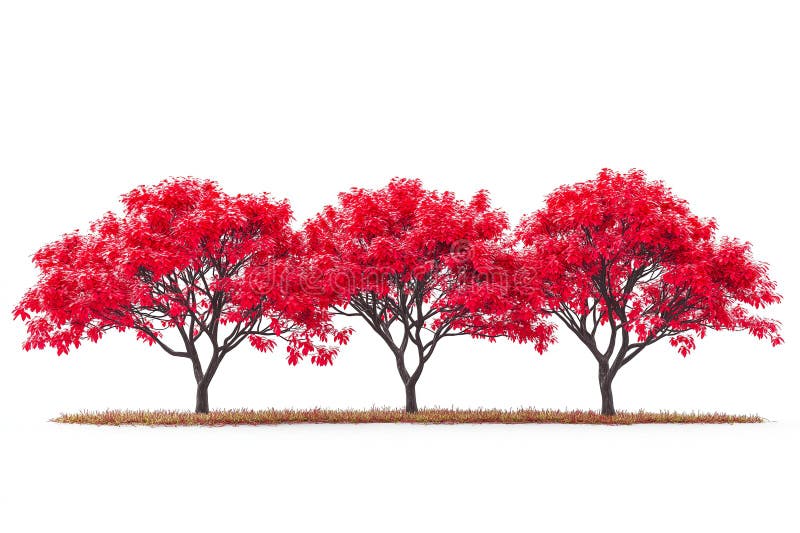 Red Japanese Maple Trees Isolated on White Background Stock Image ...