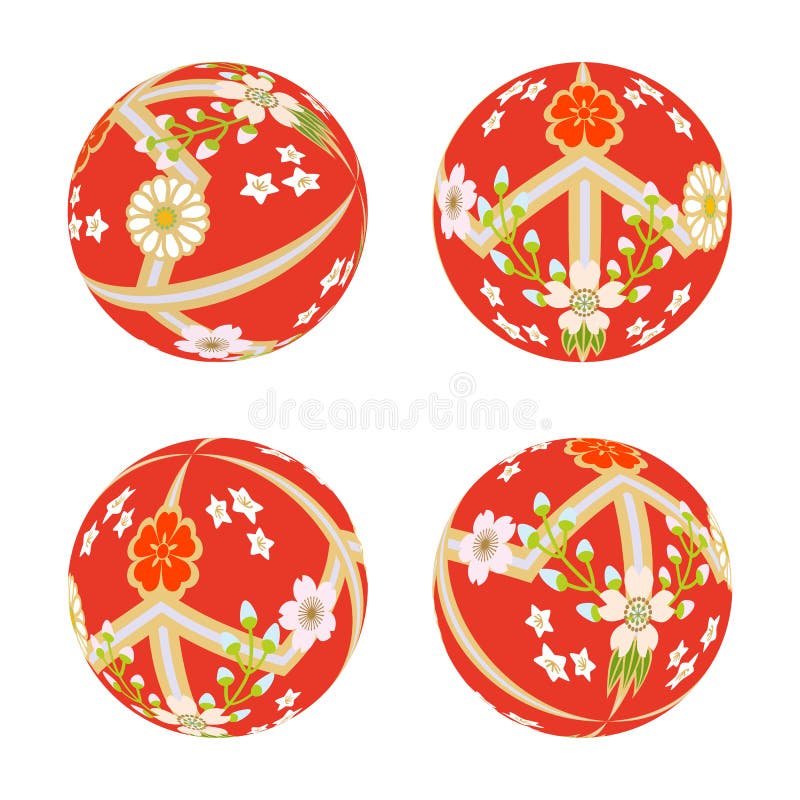 Red Japanese Old-fashioned Toy Ball Stock Vector - Illustration of ...