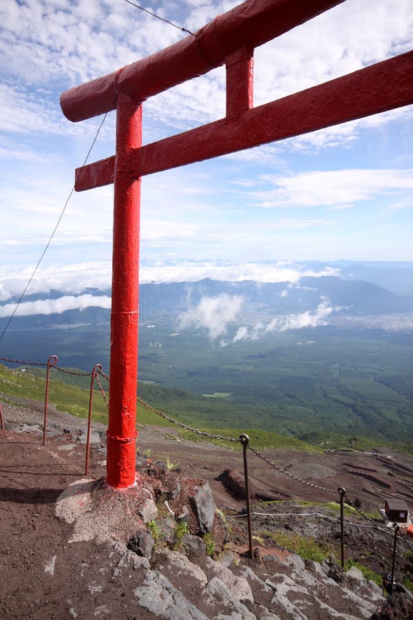 Red Japanese Tori Gate On Top Of Mt. Fuji Stock Photography - Image ...