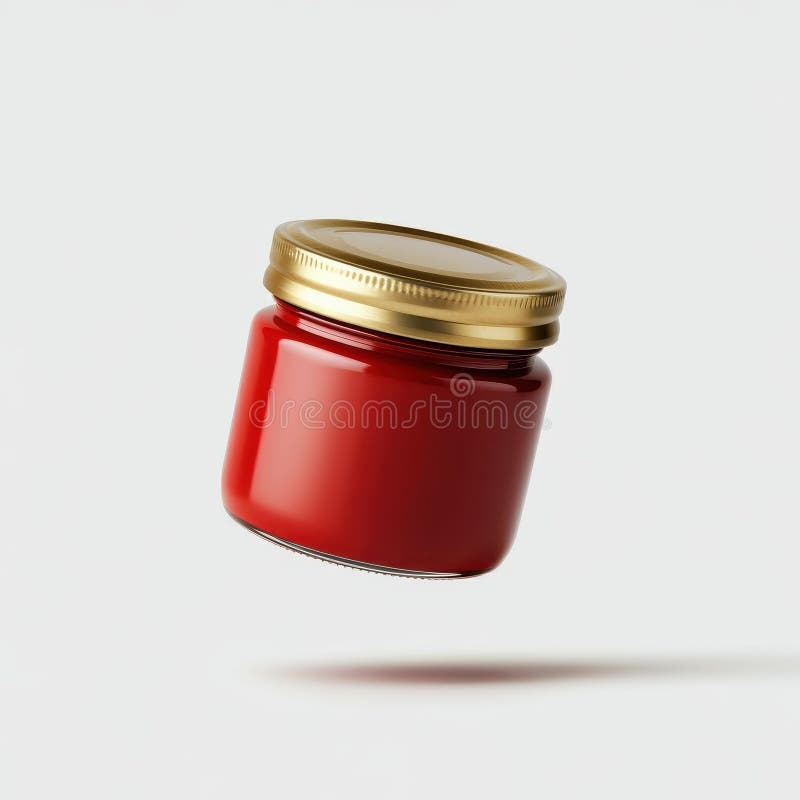 A Red Jar with a Golden Lid on Transparent Background Stock ...