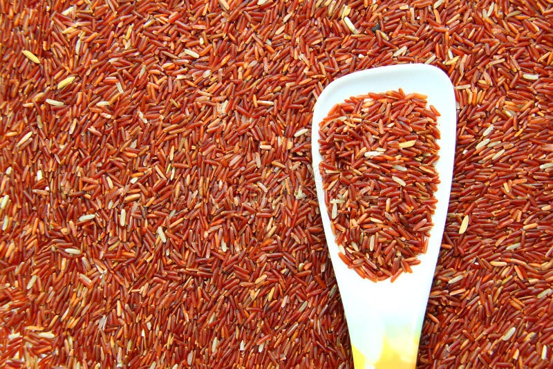 Red Jasmine Rice and Ladle stock photo. Image of meal - 20521990