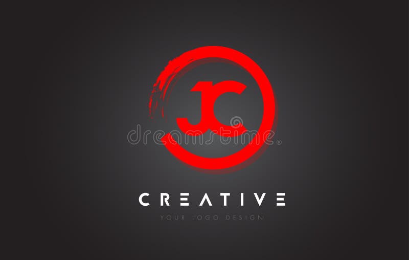 Red JC Circular Letter Logo with Circle Brush Design and Black ...