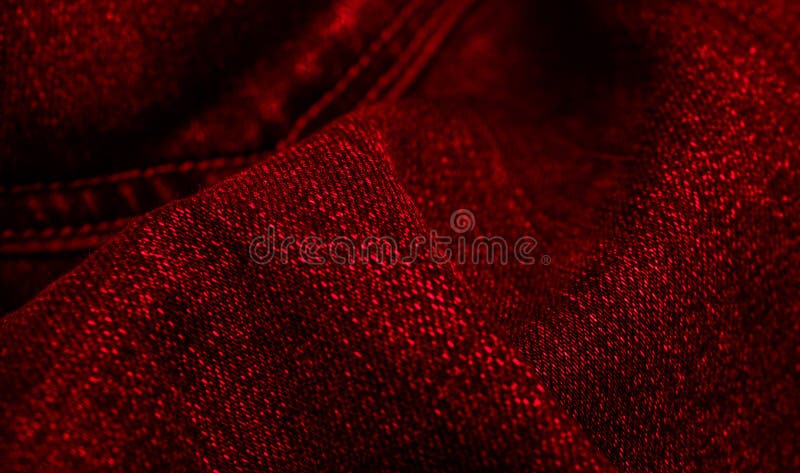 Red Jeans with a Visible Interesting Texture. Background Stock Photo ...