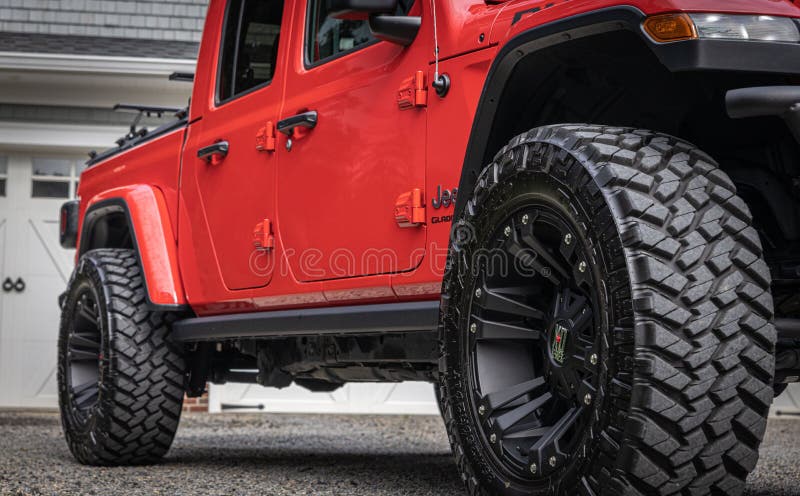Red Jeep Wrangler on a Driveway Editorial Photo - Image of street, race ...