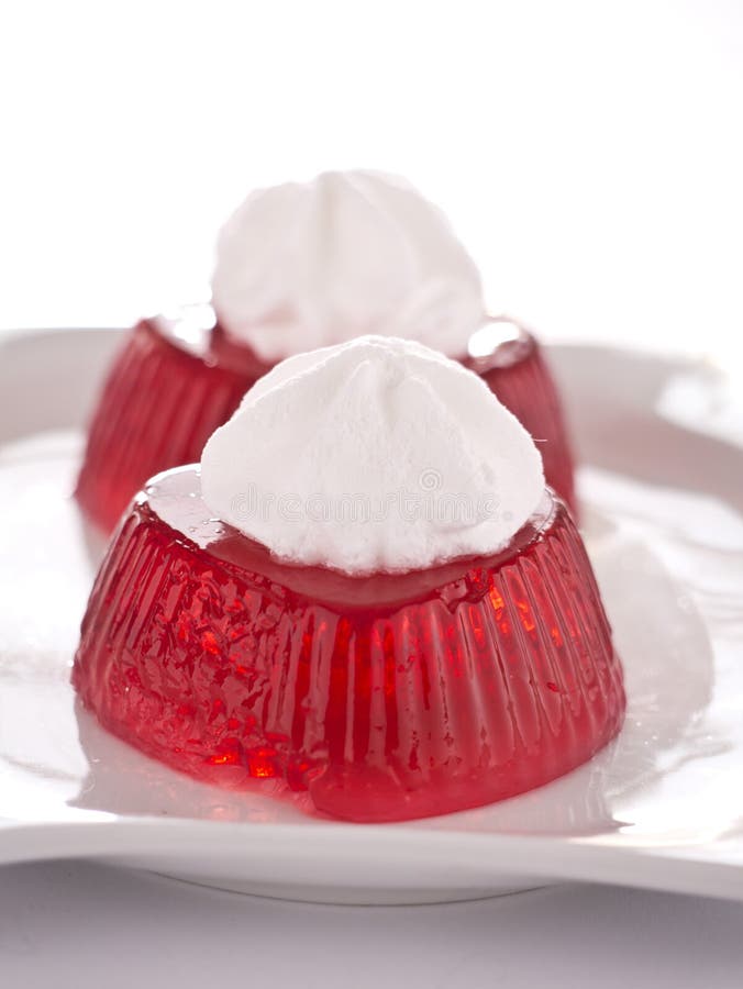 Red Jello with cream stock image. Image of transparent - 29487659