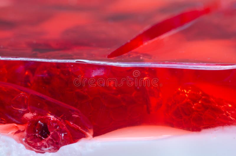 Red jello with raspberries stock photo. Image of homemade - 58972990