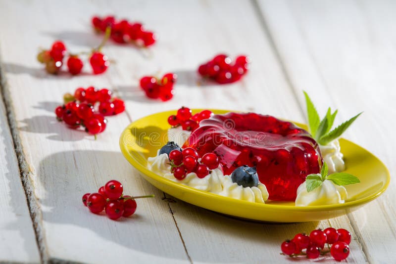 Red Jelly with Berry Fruits Stock Image - Image of cream, fruit: 25368557