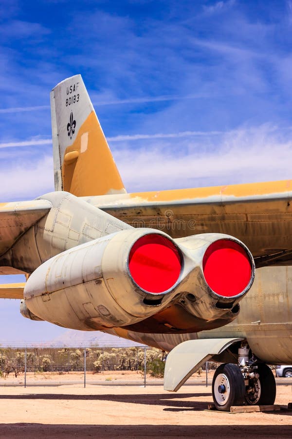A Red Jet Engine is on Display in a Desert Editorial Stock Image ...