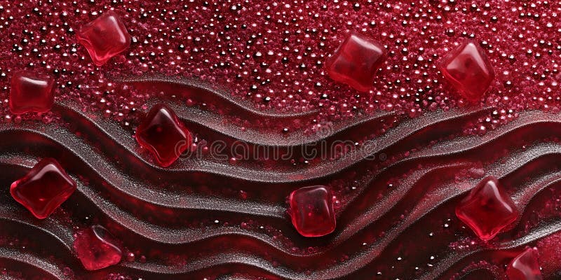 Red Jewel Like Crystals on Wavy Dark Red Surface Background Texture ...