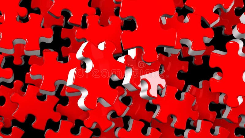 Red Jigsaw Puzzle on Black Background Stock Video - Video of black ...