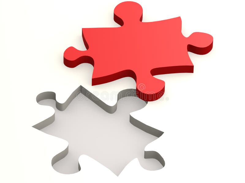 Red Jigsaw Puzzle Isolated on White Stock Illustration - Illustration ...