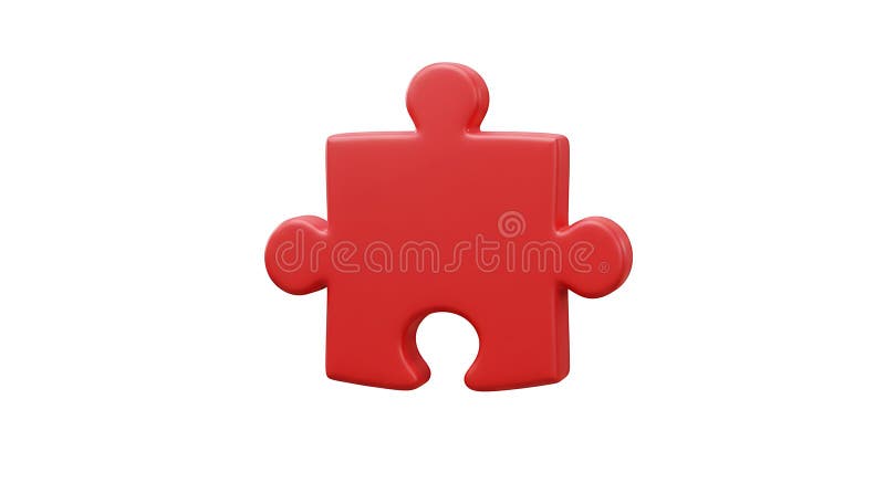 Red Jigsaw Puzzle Piece with a Glossy Finish. it Features a Classic ...