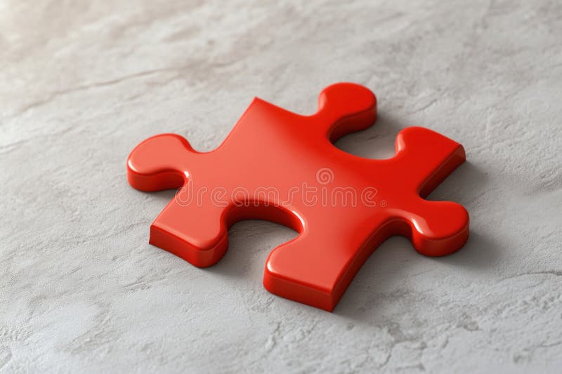 Red Jigsaw Puzzle Piece Lying on Gray Surface Stock Image - Image of ...