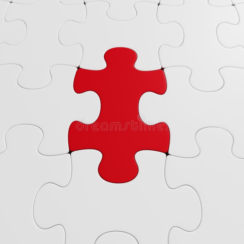 Red Jigsaw Puzzle Piece in Solved Pattern. Stock Illustration ...