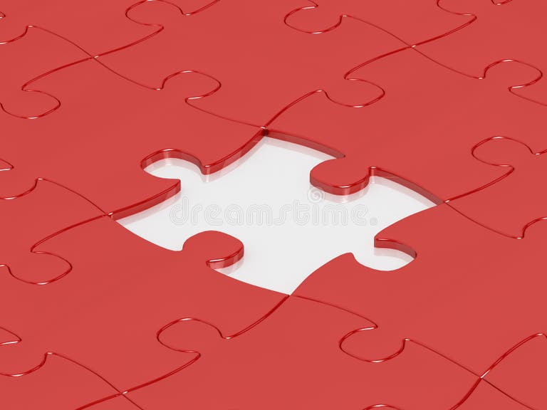 Red jigsaw puzzle pieces stock illustration. Illustration of group ...