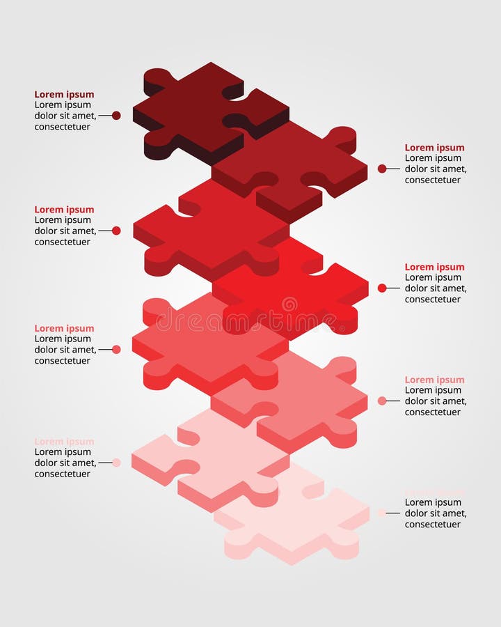 Red Jigsaw Timeline Floating Template for Infographic for Presentation ...