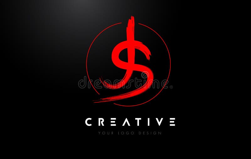 Red JS Brush Letter Logo Design. Artistic Handwritten Letters Logo ...