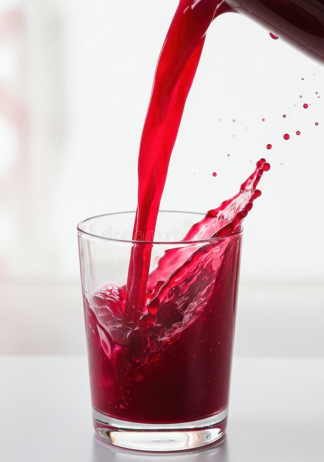 Red Juice Pouring into Glass with Splash Stock Illustration ...