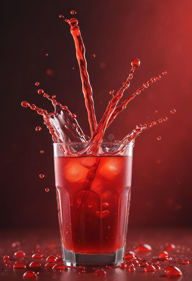 Red Juice with Splash Motion for Advertising Image Stock Illustration ...