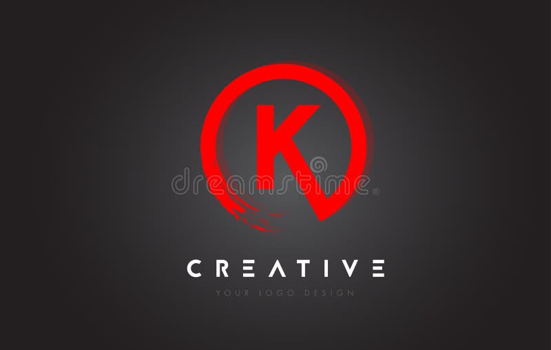 Red K Circular Letter Logo with Circle Brush Design and Black ...