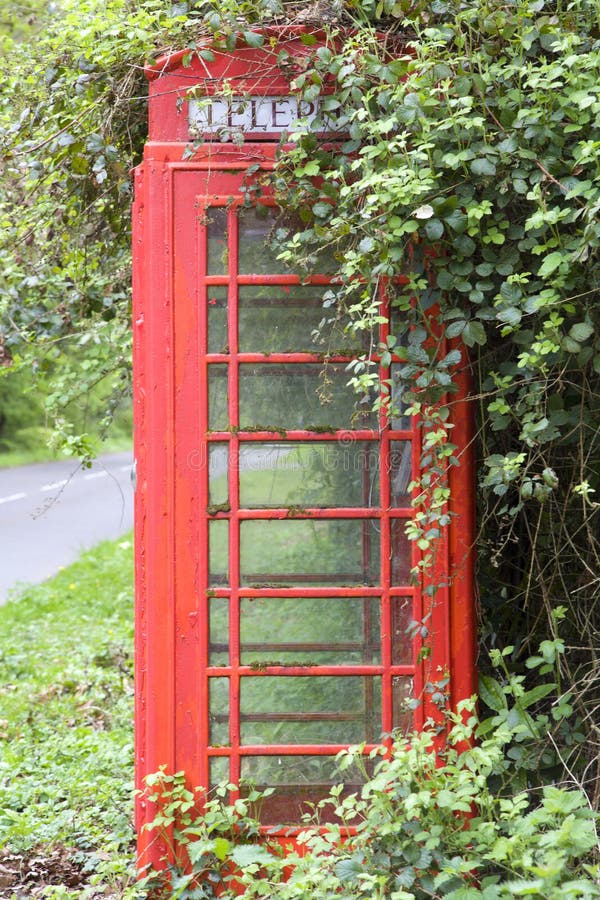 Red K6 Phone Box Covered by Brambles Stock Image - Image of telephone ...