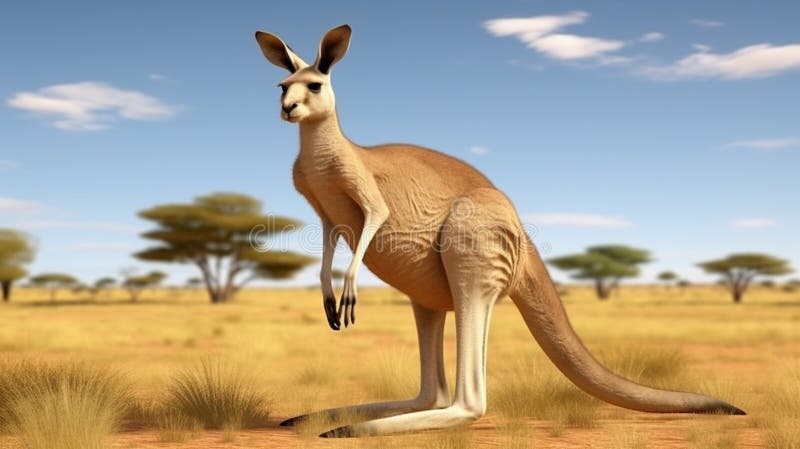 Red Kangaroo Standing Up in Grasslands. Generative Ai Stock ...