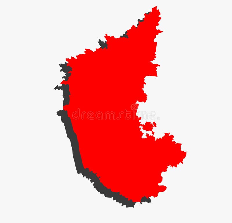 Red Karnataka State Map with Drop Shadow Vector Illustration ...
