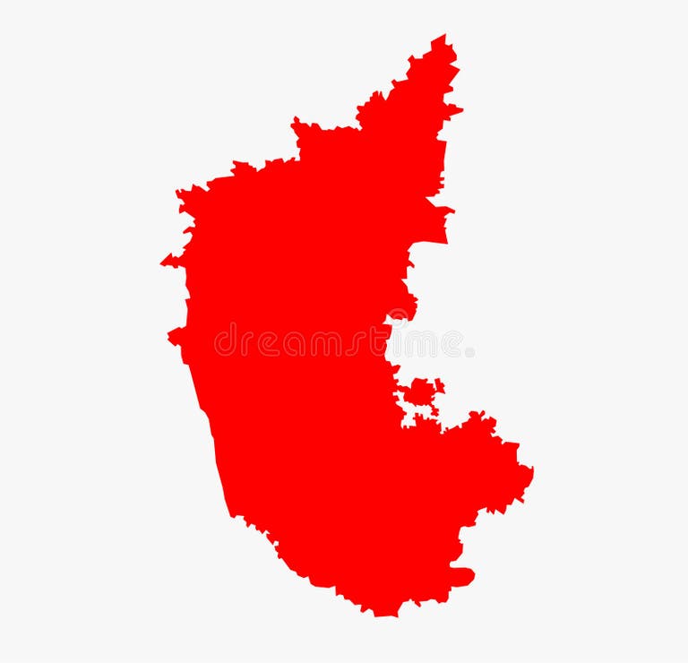 Red Karnataka State Map Illustration Vector Graphic on White Background ...