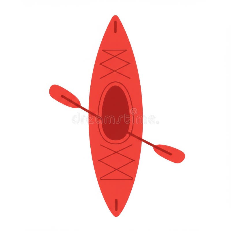 Red Kayak with Paddle on White Background Stock Illustration ...