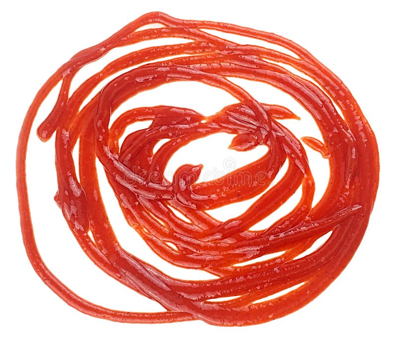 Red Ketchup Splash Isolated on White Background, Top View. Tomato Puree ...