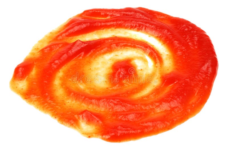 Red Ketchup Splashes Isolated on White Background Top View Stock Image ...