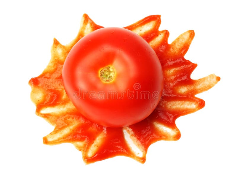 Red Ketchup Splashes Isolated on White Background Top View Stock Photo ...