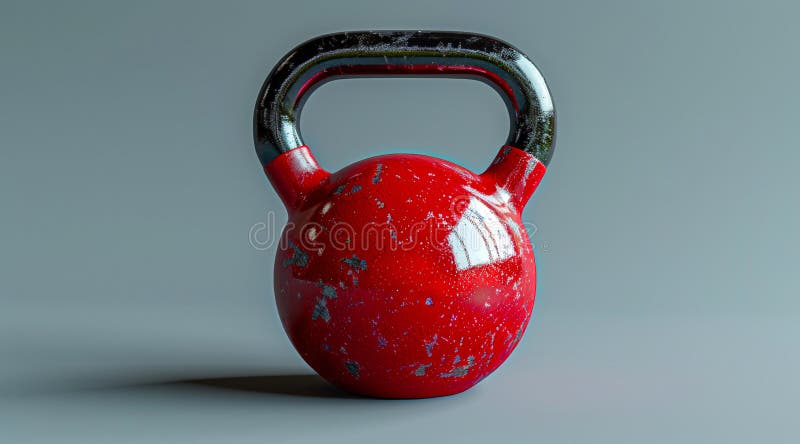 A Red Kettlebell Sits on a Grey Surface Stock Image - Image of kettle ...