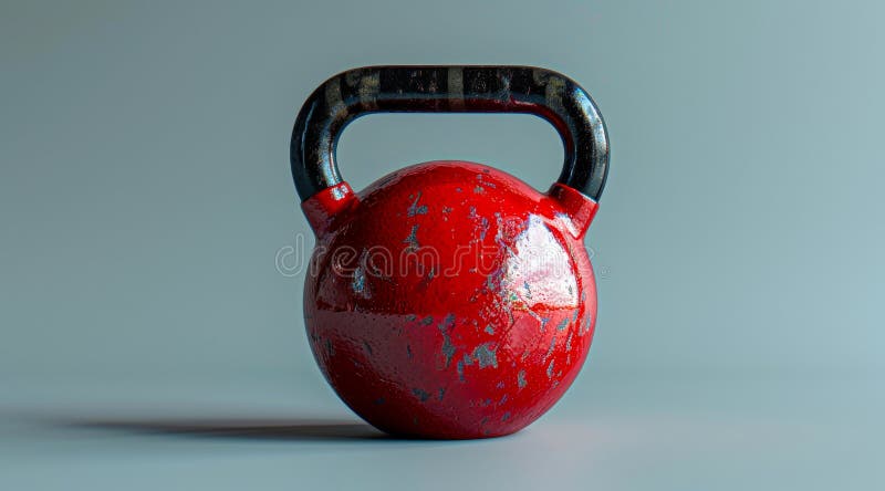 A Red Kettlebell Sits on a Grey Surface Stock Photo - Image of health ...