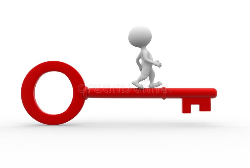 White 3d Person Red Lock Key Security Concept Stock Illustrations – 21 ...