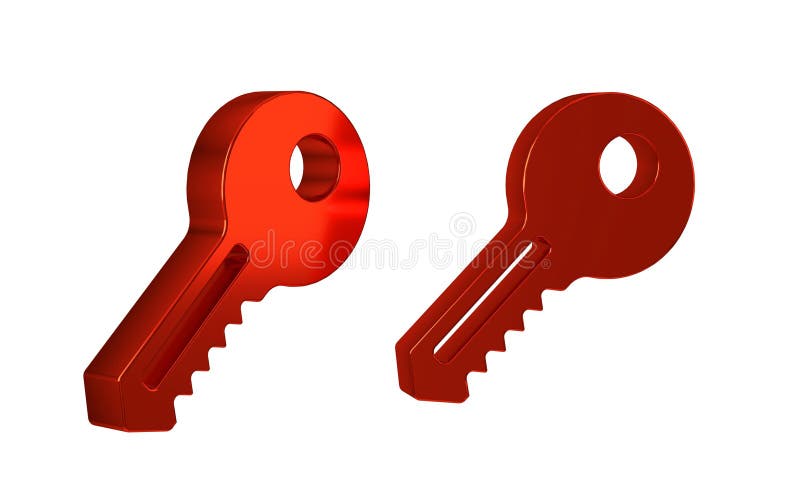 Red Key Icon Isolated on Transparent Background. Stock Illustration ...