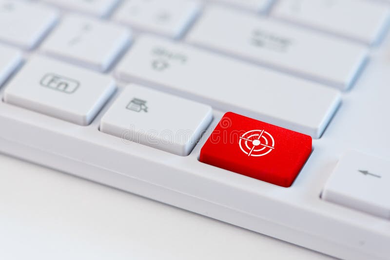 Red Key with Target Symbol Icon Symbol on White Laptop Keyboard Stock ...