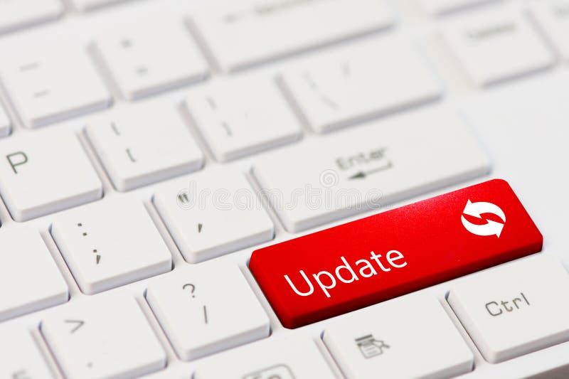 Red Key with Text Update and Icon on White Laptop Keyboard Stock Image ...