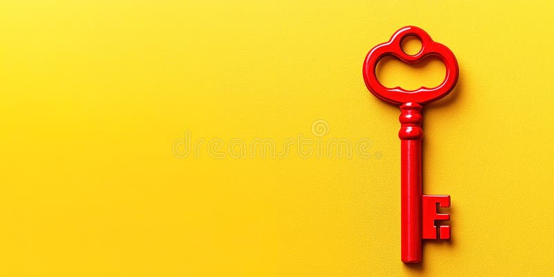 A Red Key is on a Yellow Background Stock Image - Image of happiness ...
