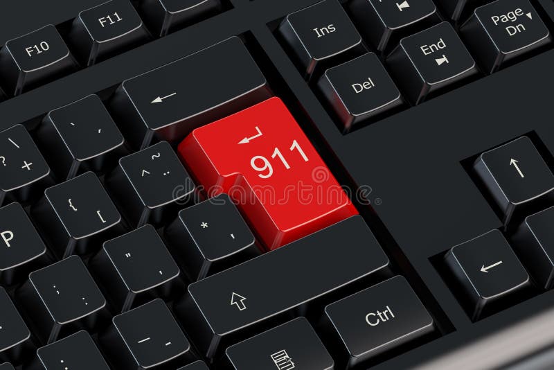 911 red keyboard button stock illustration. Illustration of ambulance ...