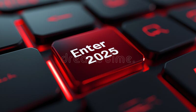 Red Keyboard Button with Enter 2025 Text, Symbolizing New Beginnings ...