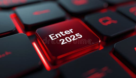 Red Keyboard Button with Enter 2025 Text, Symbolizing New Beginnings ...