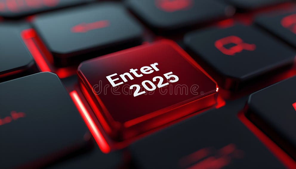 Red Keyboard Button with Enter 2025 Text, Symbolizing New Beginnings ...