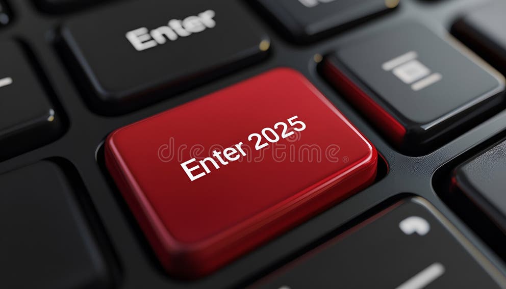 Red Keyboard Button with Enter 2025 Text, Symbolizing New Beginnings ...