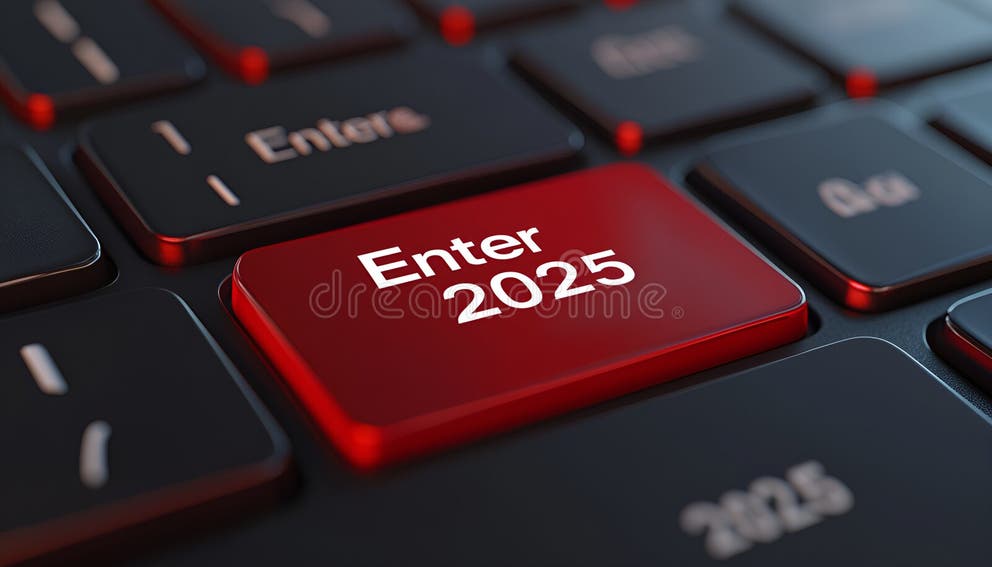 Red Keyboard Button with Enter 2025 Text, Symbolizing New Beginnings ...