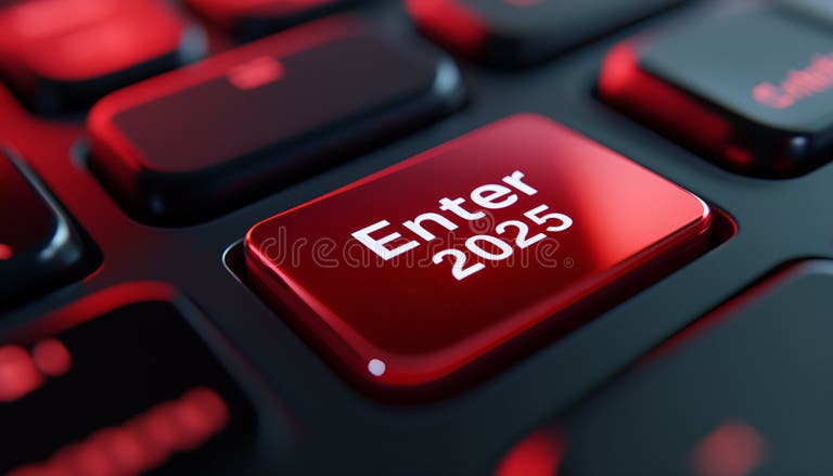 Red Keyboard Button with Enter 2025 Text, Symbolizing New Beginnings ...